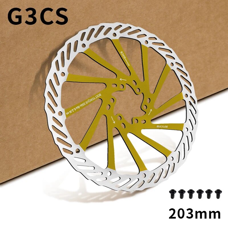 BUCKLOS Дисковый тормоз G3CS 160/180/203 мм Желтый, Yellow-203MM