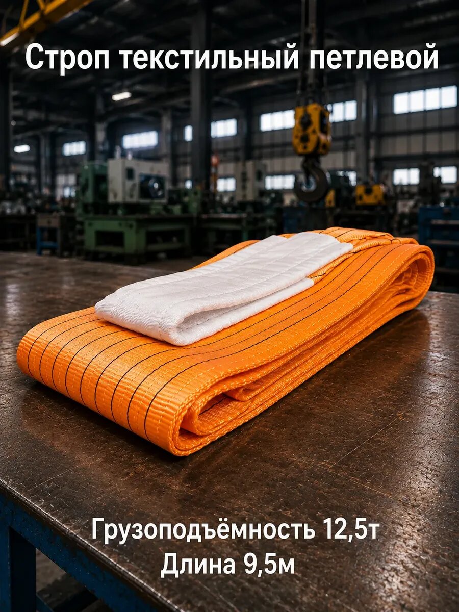 Строп текстильный петлевой КанТраст, СТП, грузоподъёмность 12,5 т, 9,5 м