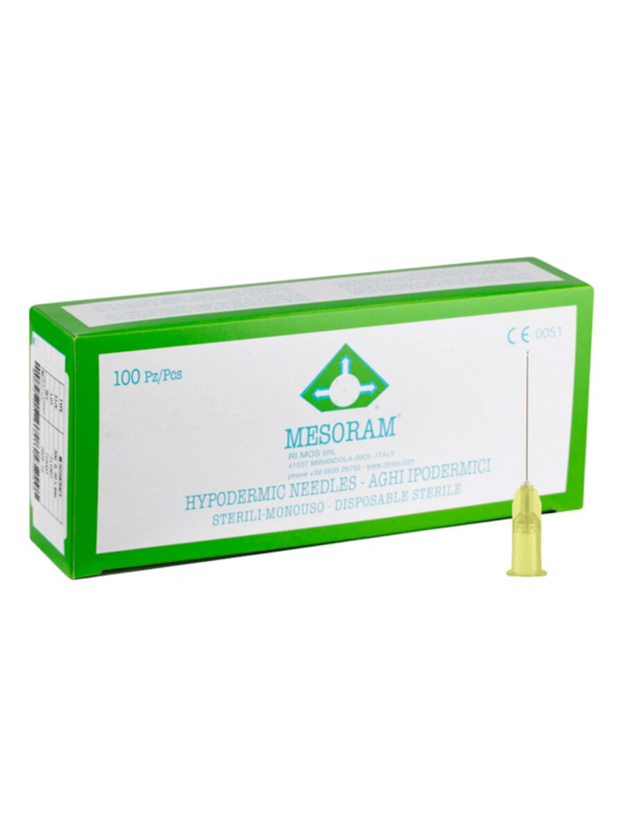 Иглы для мезотерапии 30G 0,3 х 25 mm MESORAM HYPODERMIC NEEDLES - AGHI IPODERMICI, 100 шт