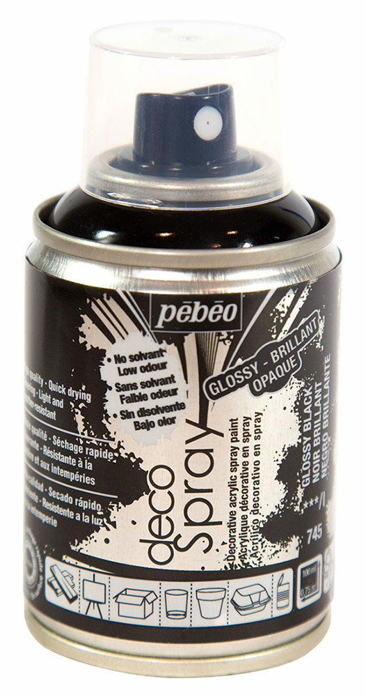 Краска на водной основе Pebeo decoSpray, (аэрозоль), 100 мл, черный глянцевый