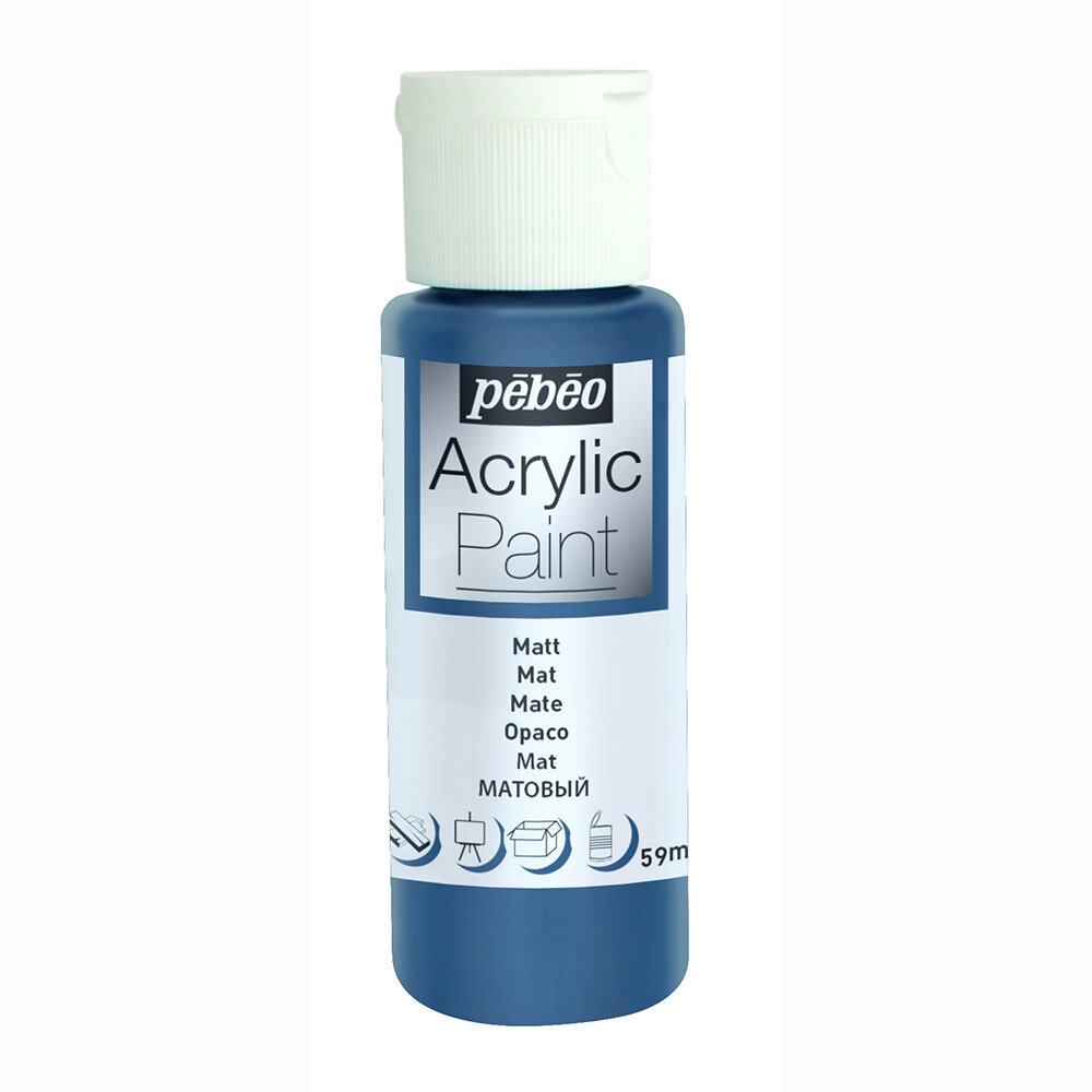 Краска акриловая Pebeo Acrylic Paint, декоративная, матовая, 59 мл, синий шторм