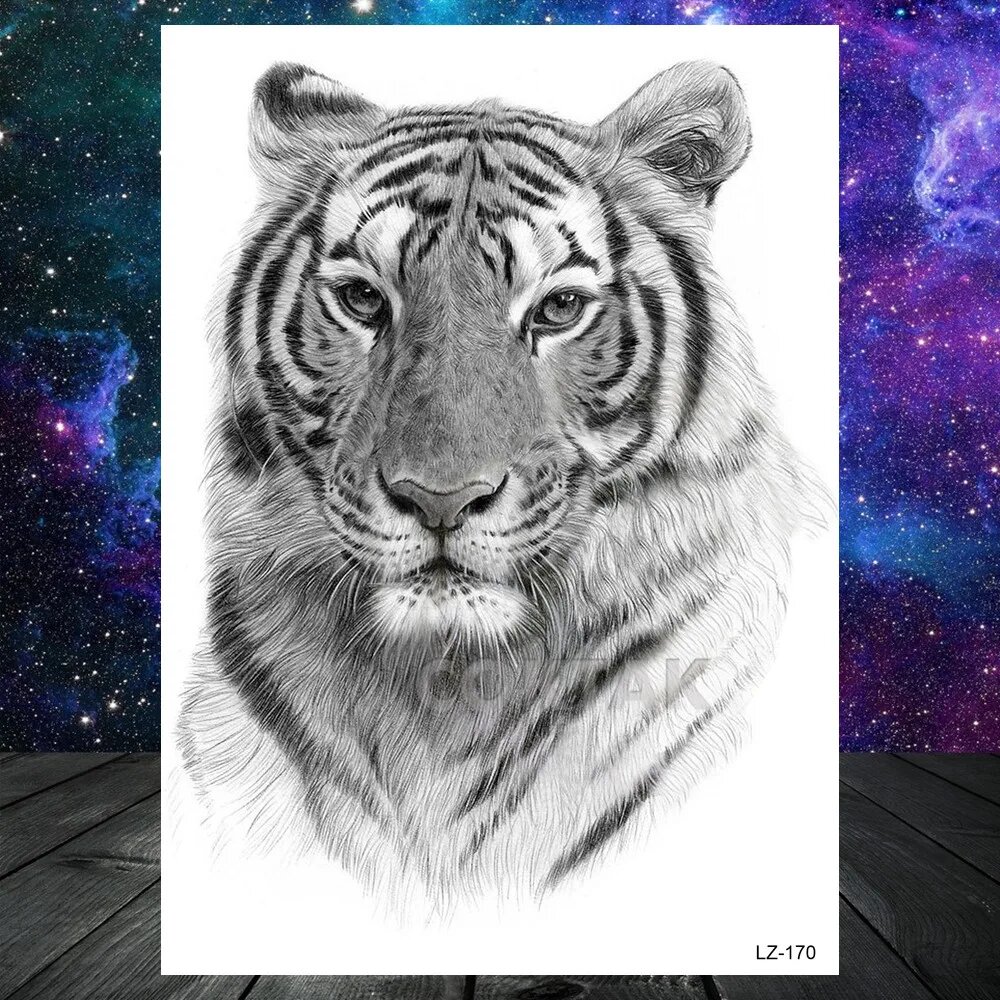 Временная татуировка Тигр CLZ170, 21x15 см