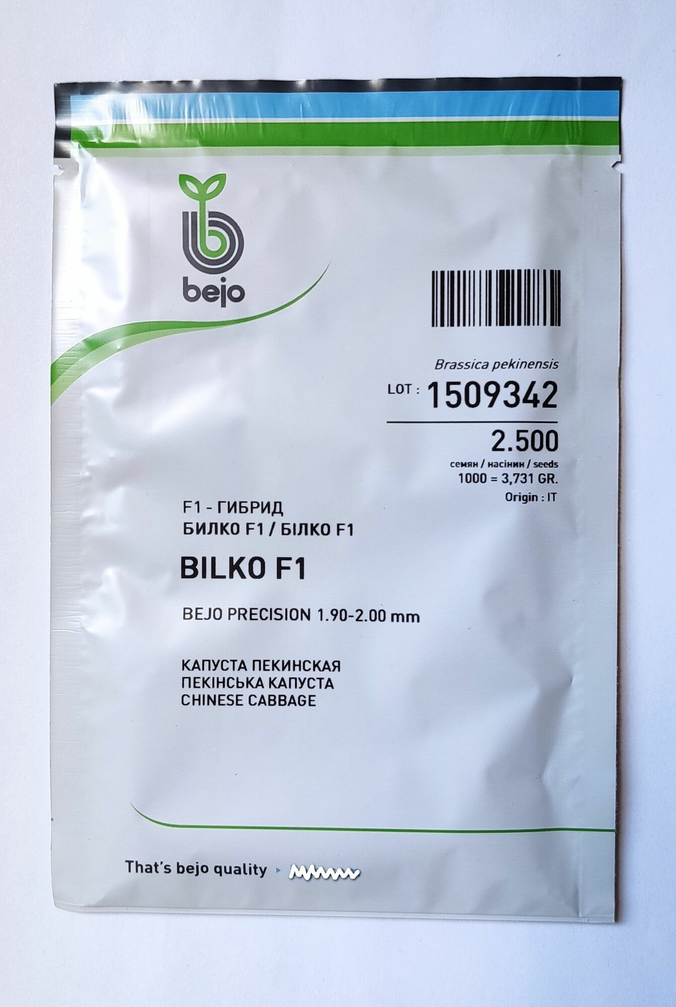 Профессиональные семена пекинской капусты BILKO F1/ билко F1, 2500 шт. (Bejo) Голландия.