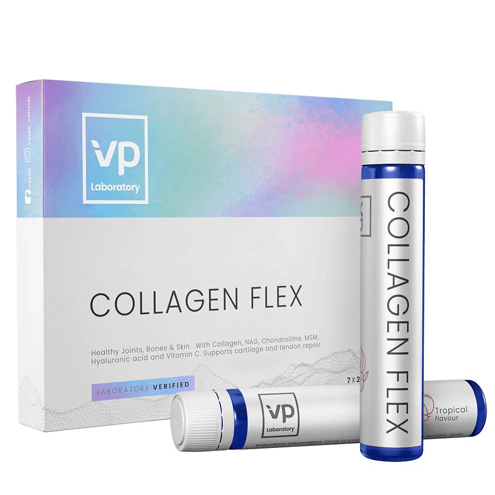VPLAB Collagen flex, Коллаген жидкий, 7 ампул по 25 мл с тропическим вкусом
