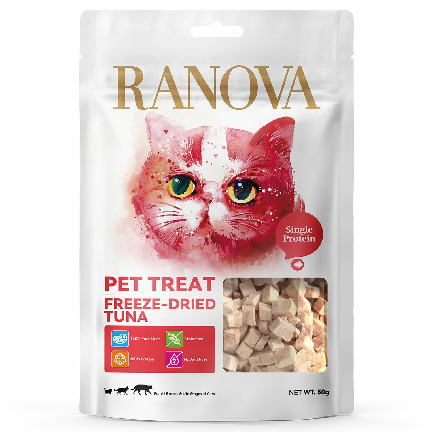 Ranova - Сублимированное лакомство для кошек, тунец, 50гр