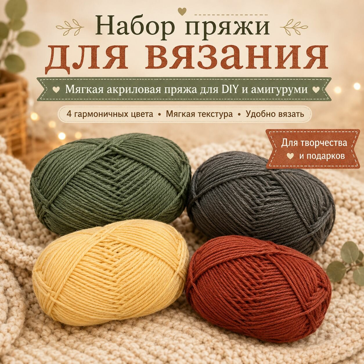 Набор пряжи в мотках, 50 г