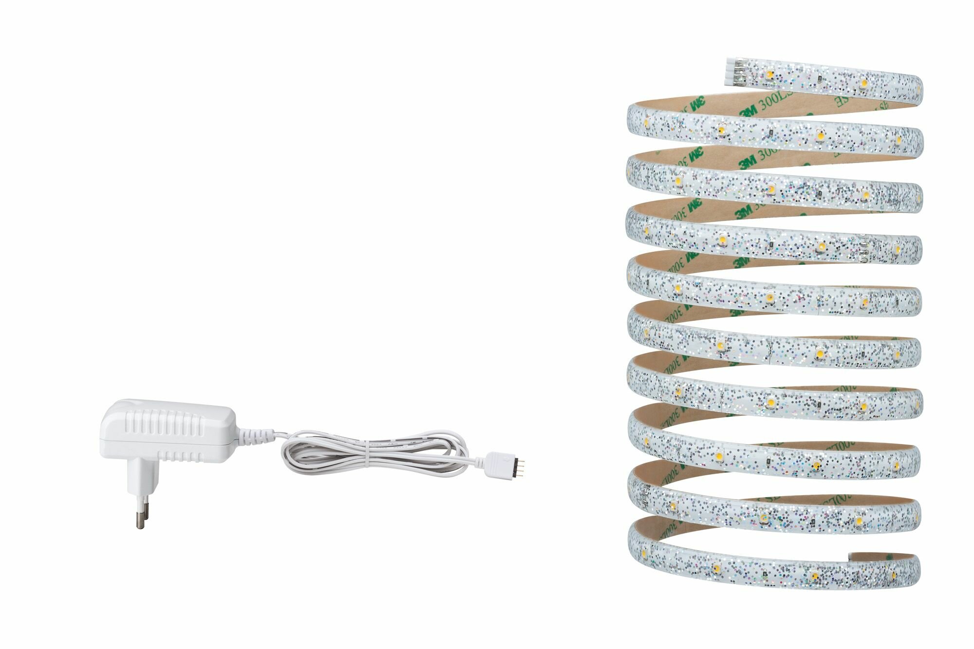 Лента светодиодная Paulmann YourLED Basic Set DECO Stripe Glitter 3m 7.2Вт 450Лм 230/12В Базовый набор Блестящий Белый 70502.