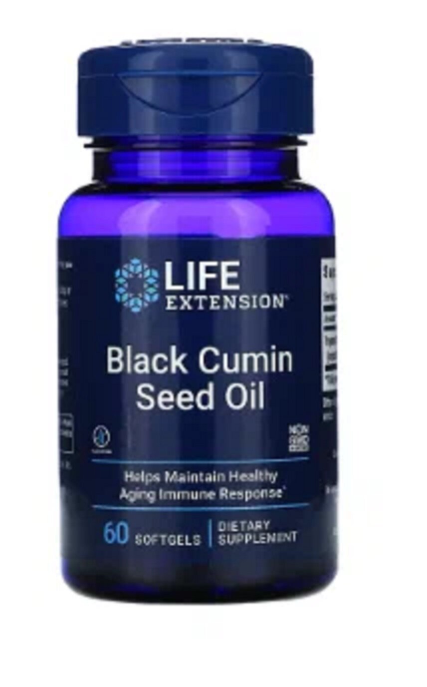 Капсулы Life Extension Black Cumin Seed Oil, 80 г, 60 шт, поддерживает иммунную систему и общее здоровье