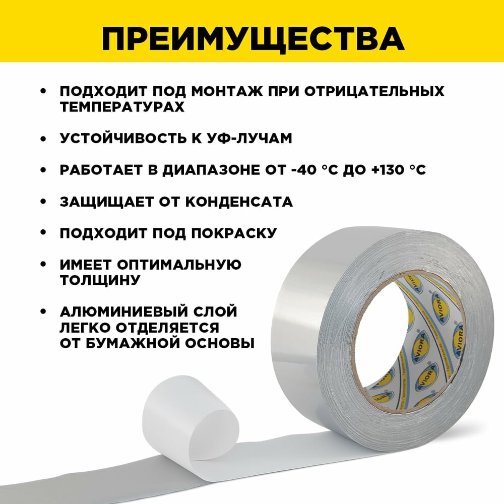 Алюминиевая лента AVIORA 48 мм х 40 м 302-160 — фото 1