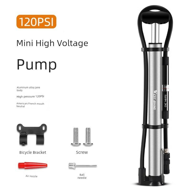 Xiqi мини-насос для велосипеда с манометром - серебристый, 120psi высокое давление, универсальный клапан, компактный