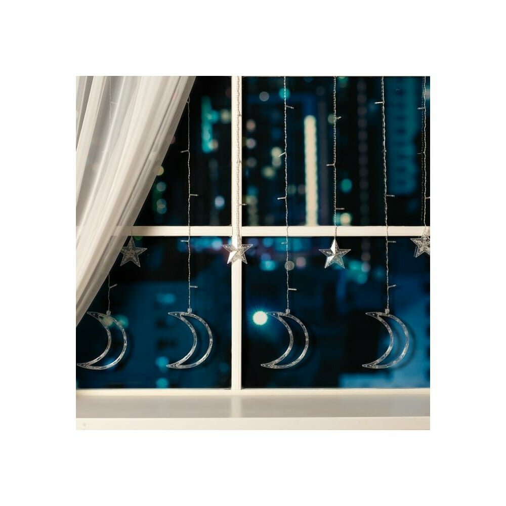 Бахрома Luazon DECOR Месяц, IP20, Ш2.7 м, В0.9 м, Н. С. LED-138-220V, 8 режимов, белый 4356980 — фото 1