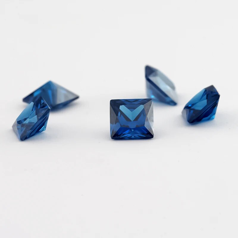 Кубический цирконий синий, 3x3 мм, 100 шт