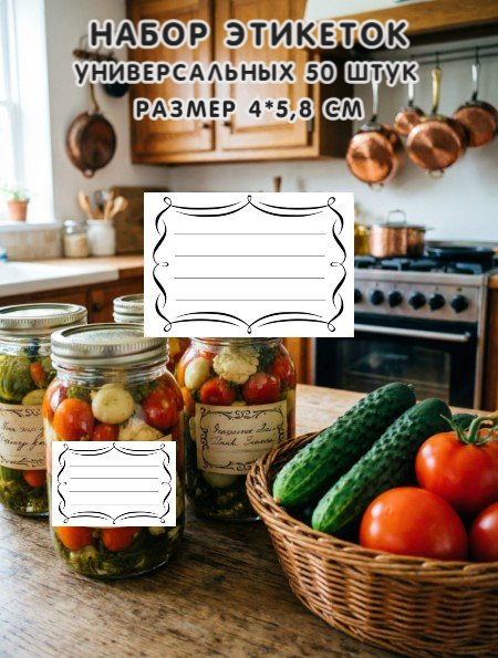 Этикетки универсальные белые для продуктов, подарков, заморозки 58*40 50 штук