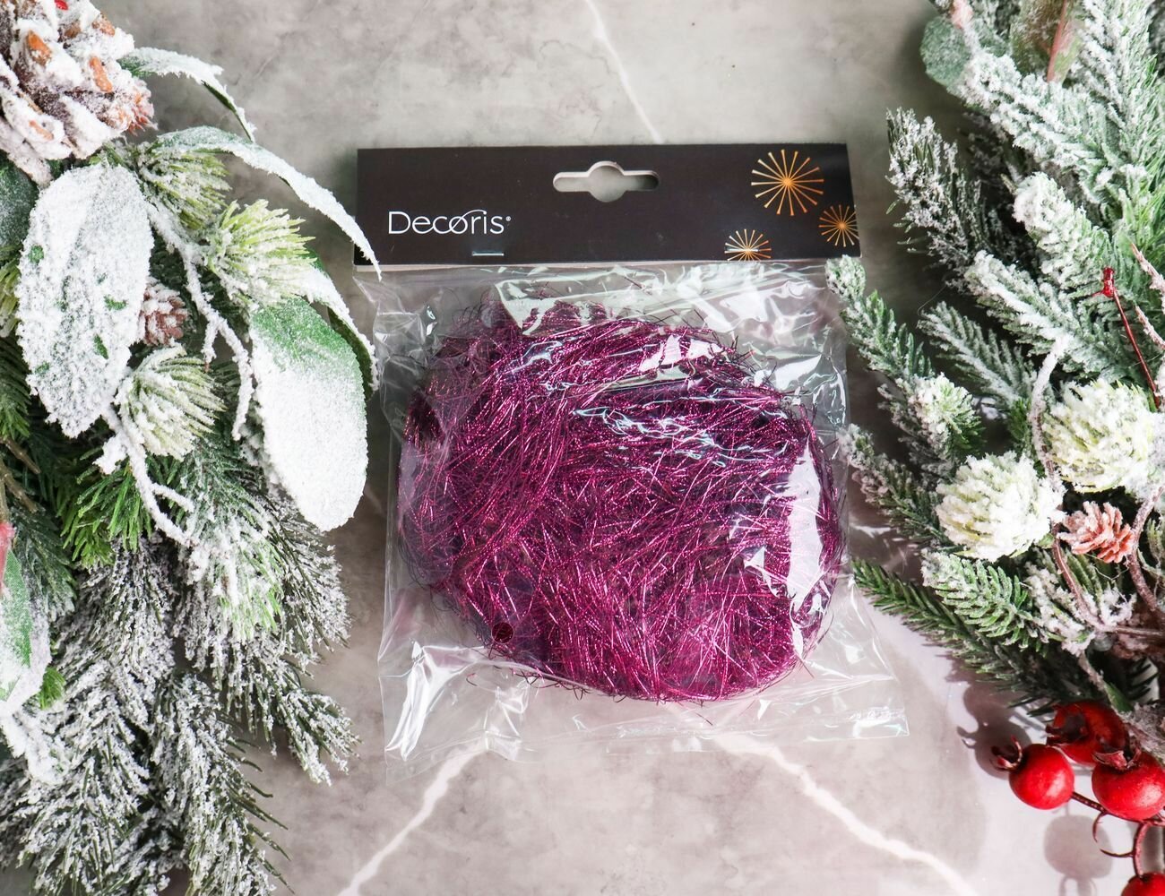 Декоративные нити ANGEL HAIR - мерцающие паутинки, винил, гранатовый, 20 гр, Кэминг (Kaemingk) 420753