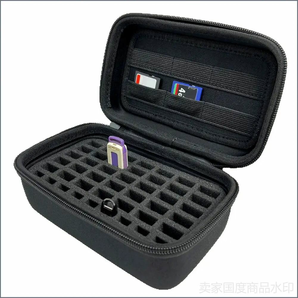 Чехол для USB-флешек и SD-карт, 44 отсека, нейлон, чёрный