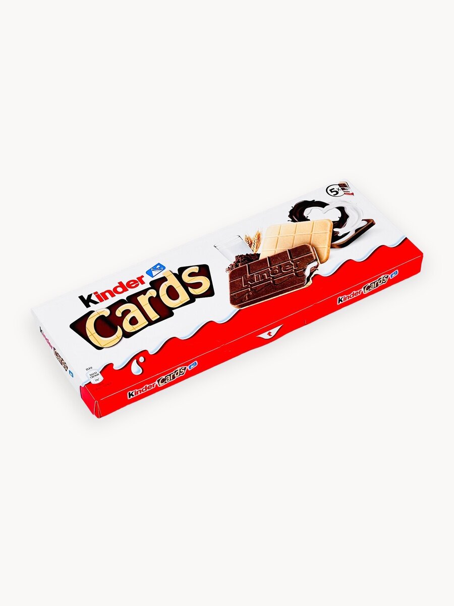 Шоколадно-молочное печенье Kinder Cards, 128 гр