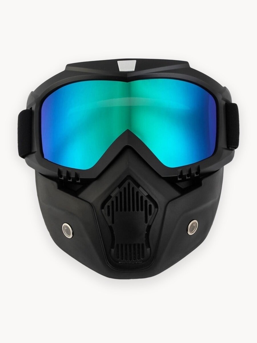 Очки-маска для езды на мототехнике, разборные, стекло хамелеон, черные