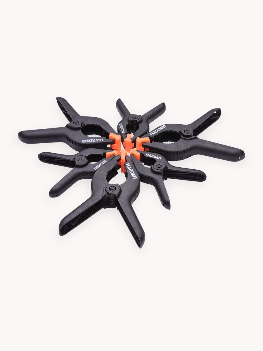 Набор быстрозажимных пружинных струбцин 100 мм, 6 штук // HARDEN 600354