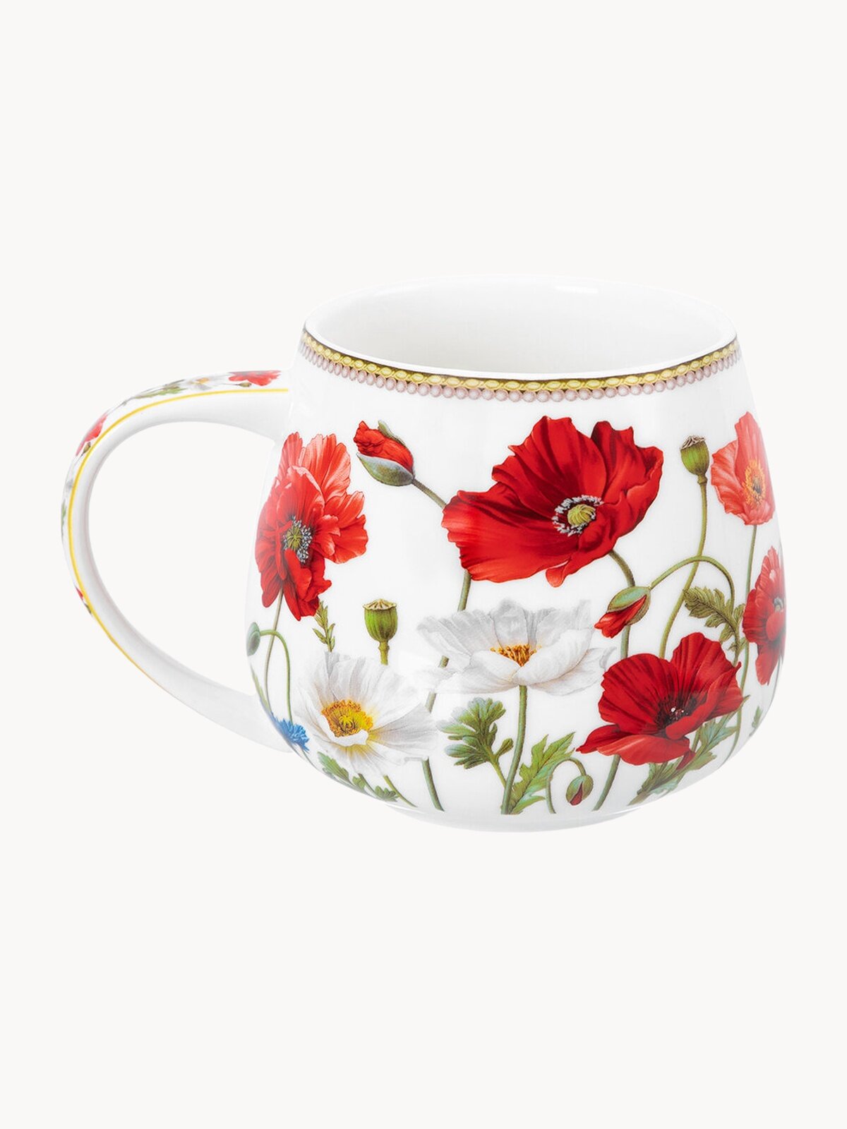 Кружка, чашка для чая, кофе 400 мл Elan Gallery Маки, 13х10х8,5 см, бочонок, Масленица
