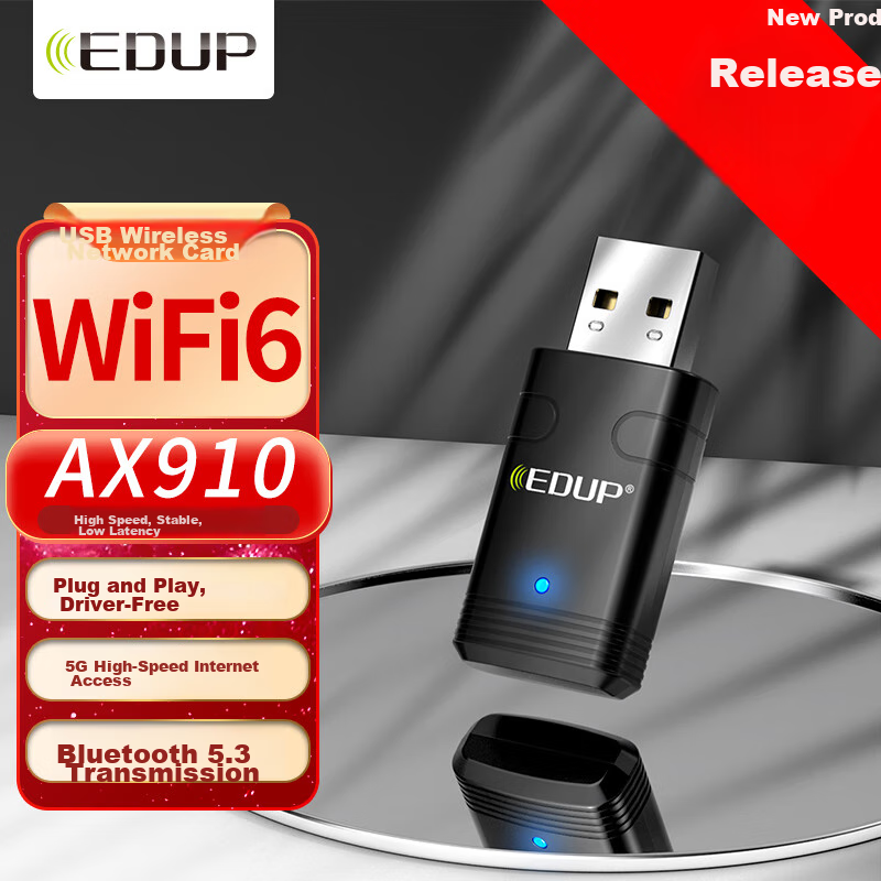 EDUP AX900 WiFi6 Dual-Band беспроводная сетевая карта с Bluetooth 5.3, драйвер-свободный USB-приемник для ПК и