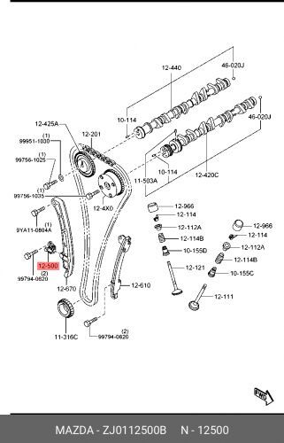 Натяжитель цепи ГРМ MAZDA 3 (BK) 03-09/2 II 07-14
