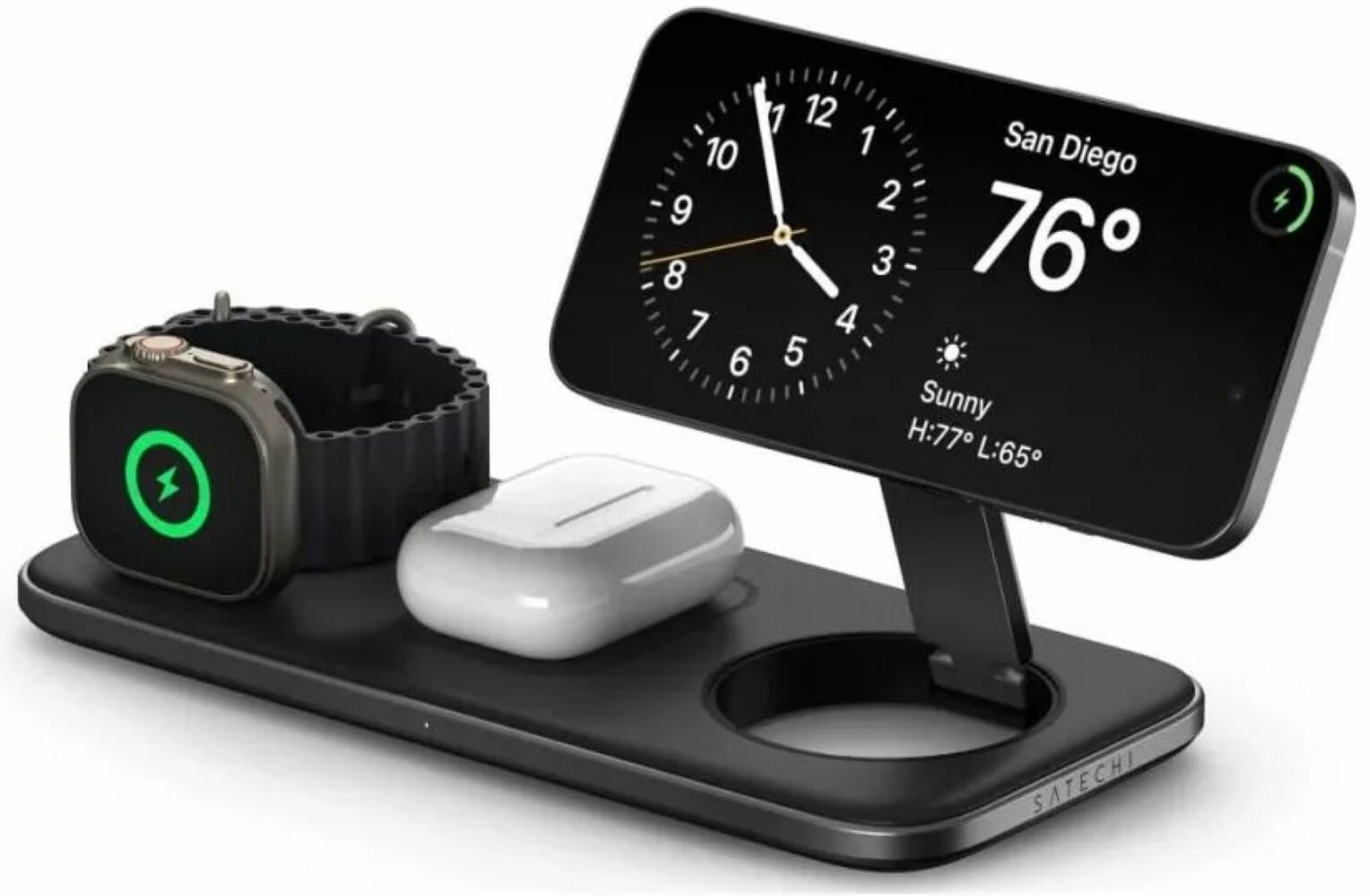 Беспроводное зарядное устройство Satechi Magnetic 3-in-1 Qi2 Trio Wireless Charging Черный