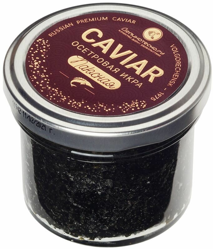 Икра черная осетровых рыб паюсная Деликатеска 100г