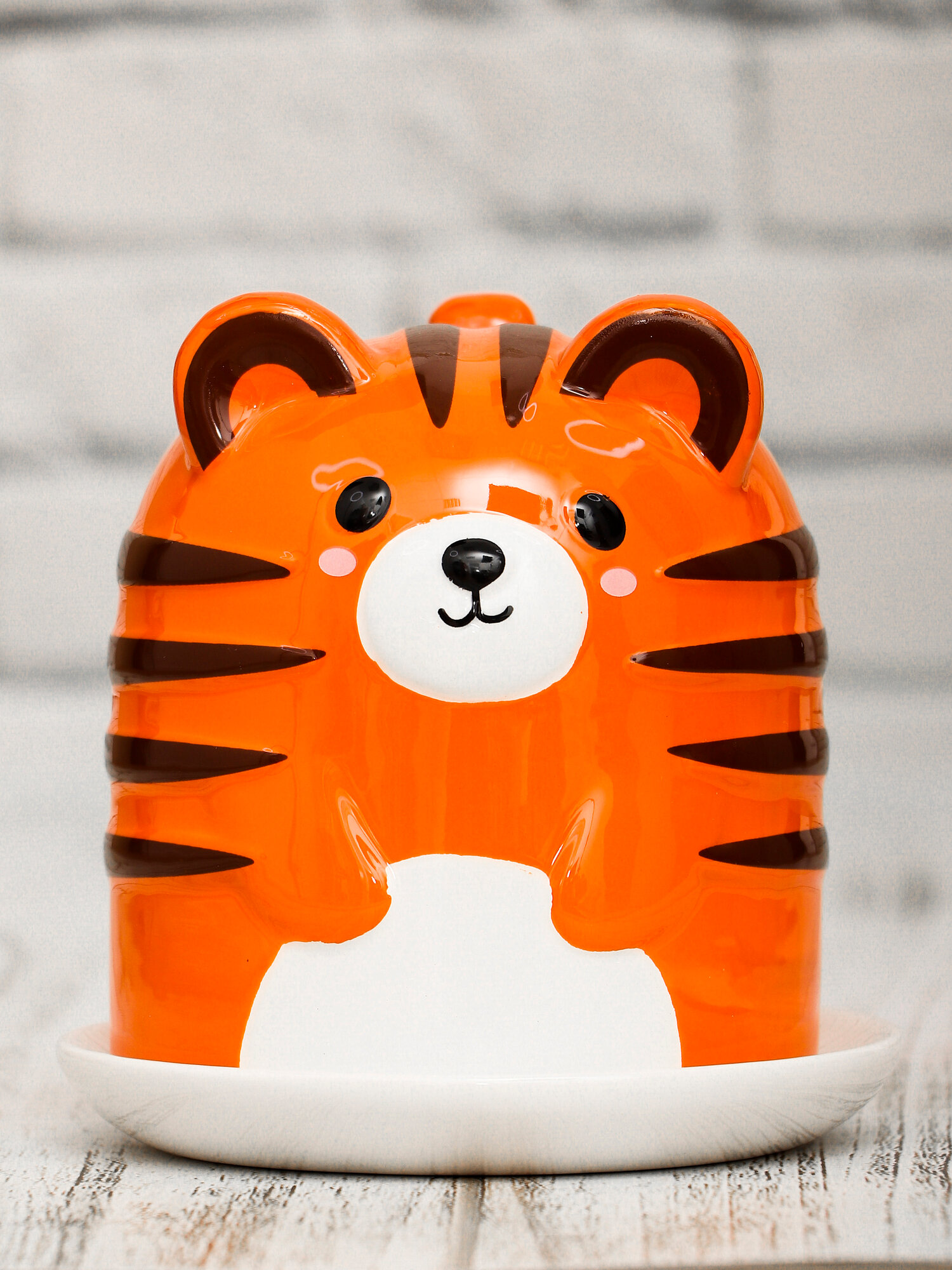 Кружка с Блюдцем Тигренок (N 2) 520 мл, чайная пара подарок девочке, мальчику, универсальный 23 февраля, 8 марта