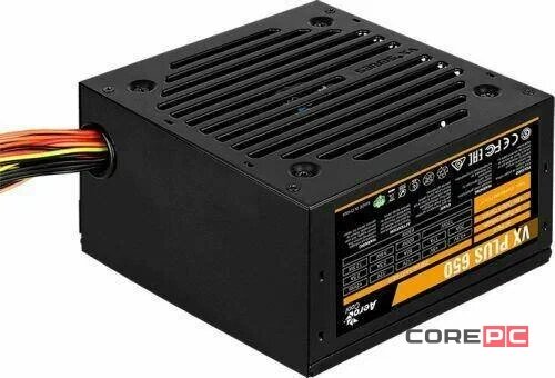 Блок питания AeroCool 650W ATX 120 VX-650, 80PLUS, диаметр вентилятора 120 мм