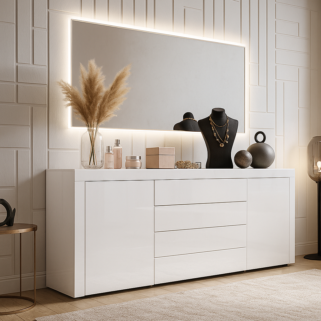 Комод Грант, 4 выдвижных ящика, современный стиль, глянец, без ручек