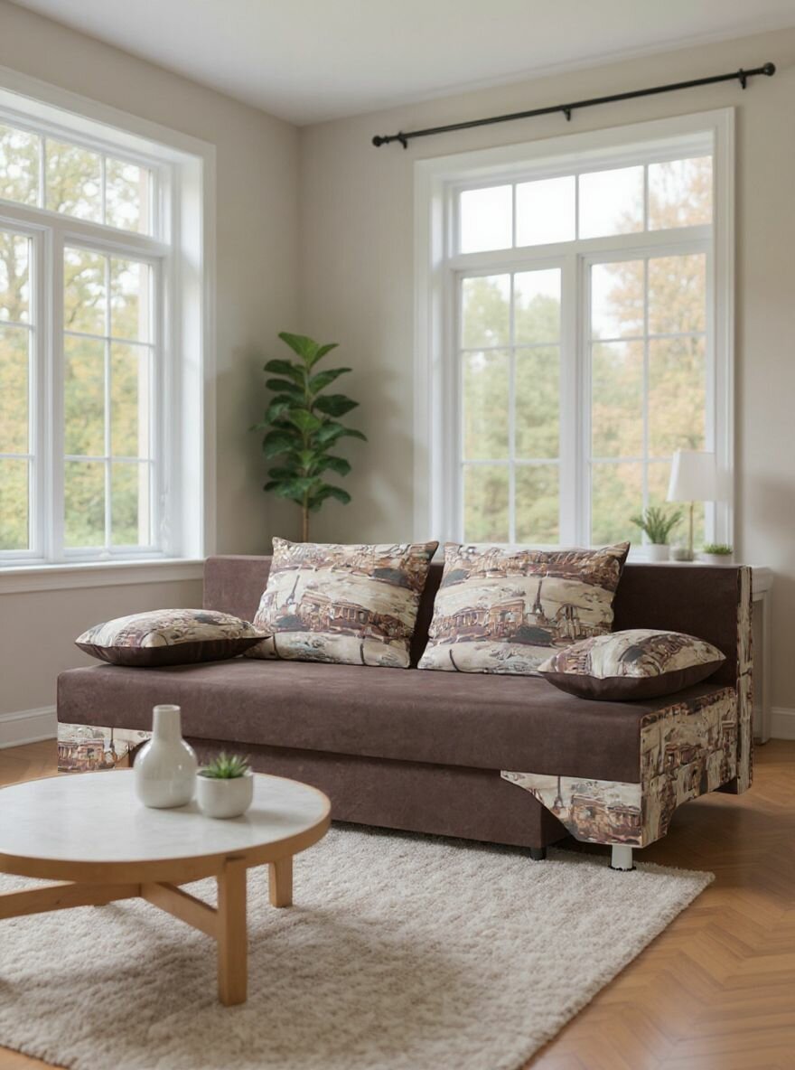 Диван-кровать прямой раскладной "Империя" с ящиком для белья, вельвет