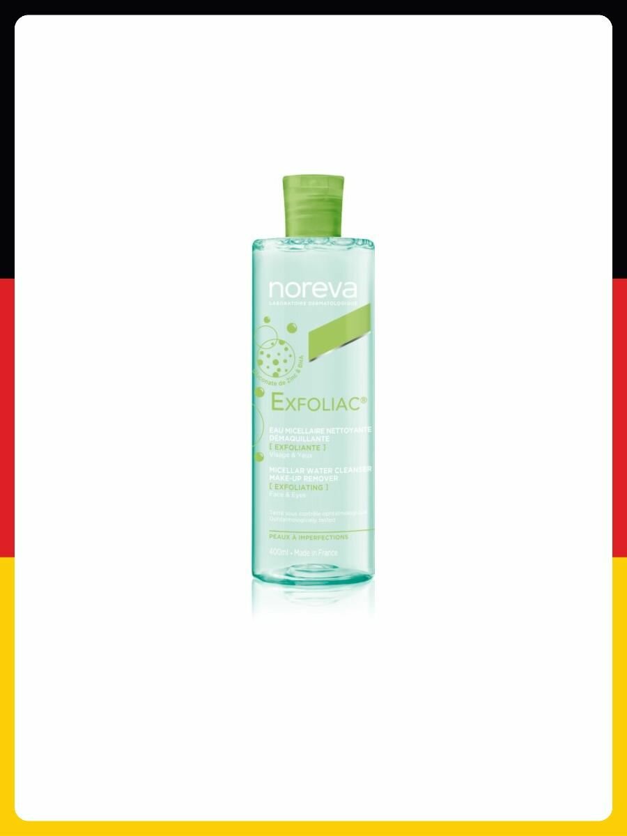 Вода мицеллярная Noreva Exfoliac Micellar Water Cleanser cleansing micellar water with peeling effect, 400 мл