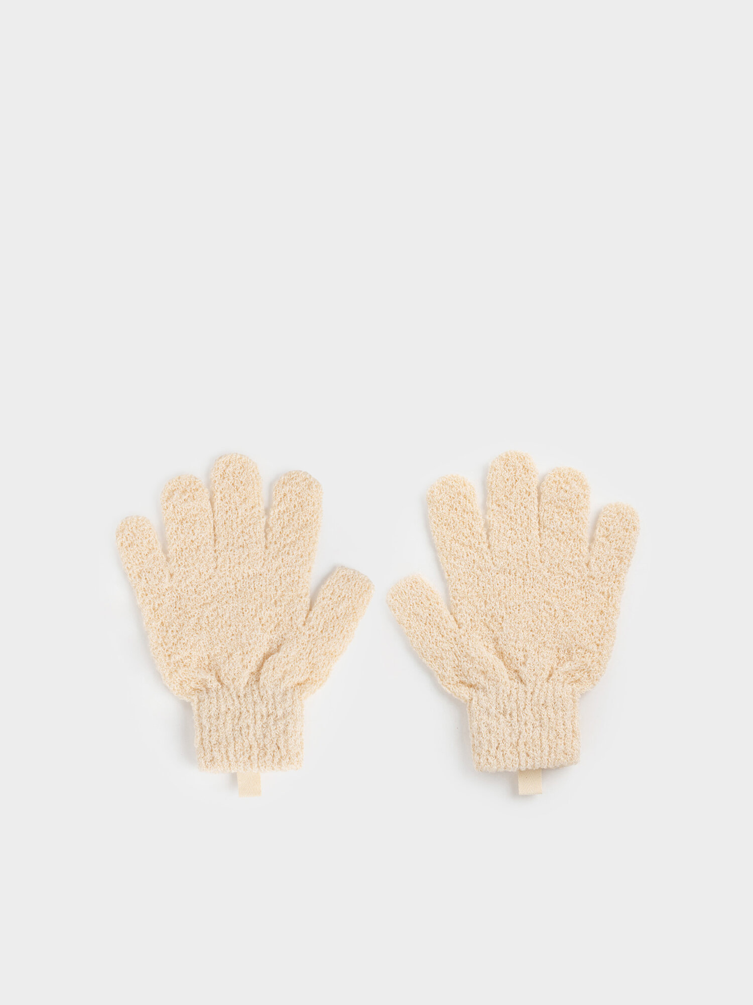 Перчатка для мытья тела, 21 см, 2 шт, отшелушивающая, полиэстер/нейлон, бежевая, Unique spa