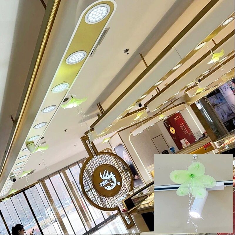 Новогодние украшения для торговых центров: зеленые лилии, хрустальные гирлянды, подвесные декорации для витрин,