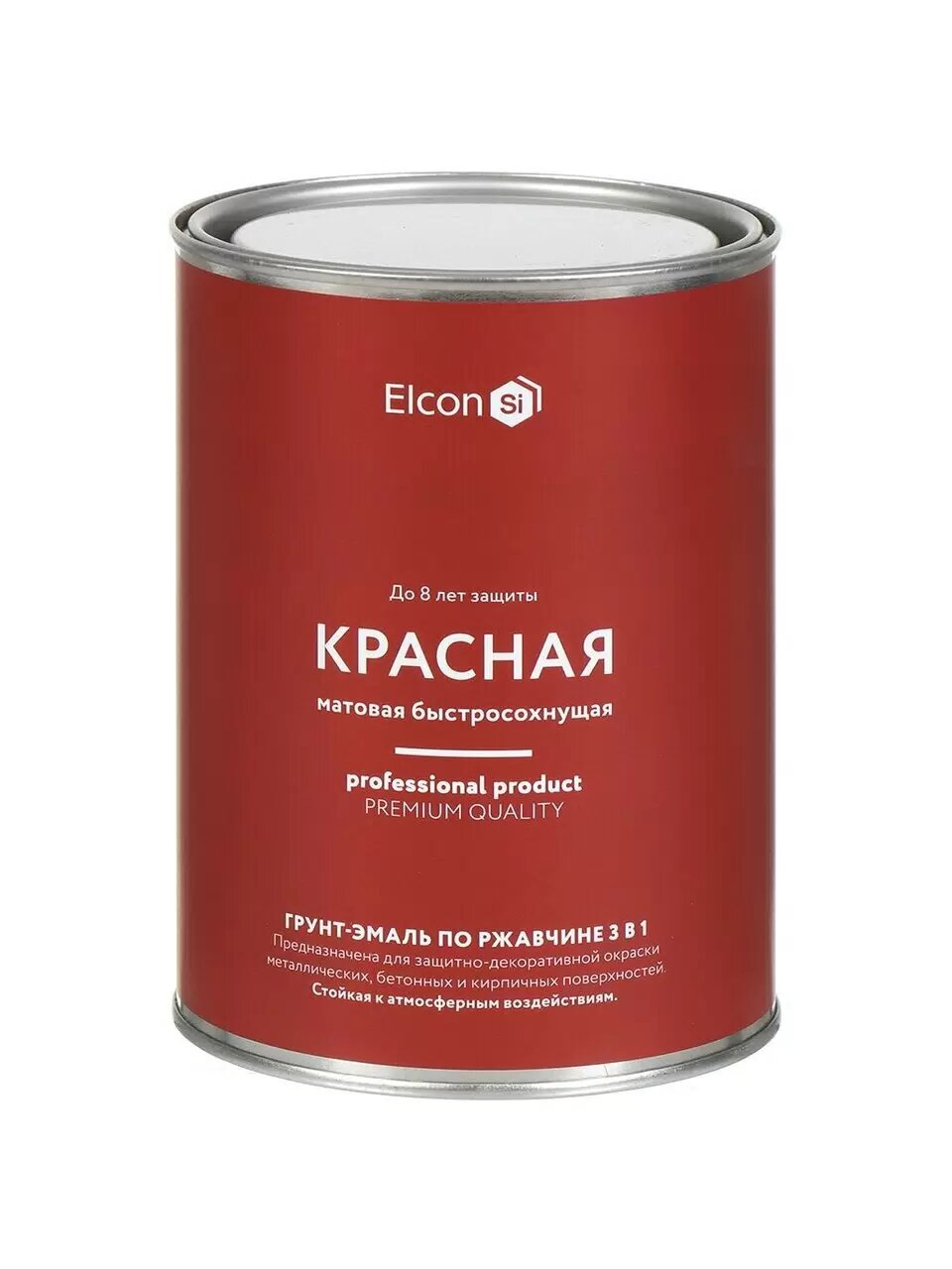 Грунт-эмаль Elcon, 3в1 матовая, по ржавчине, смоляная, красная, RAL 3002, 0.8 кг