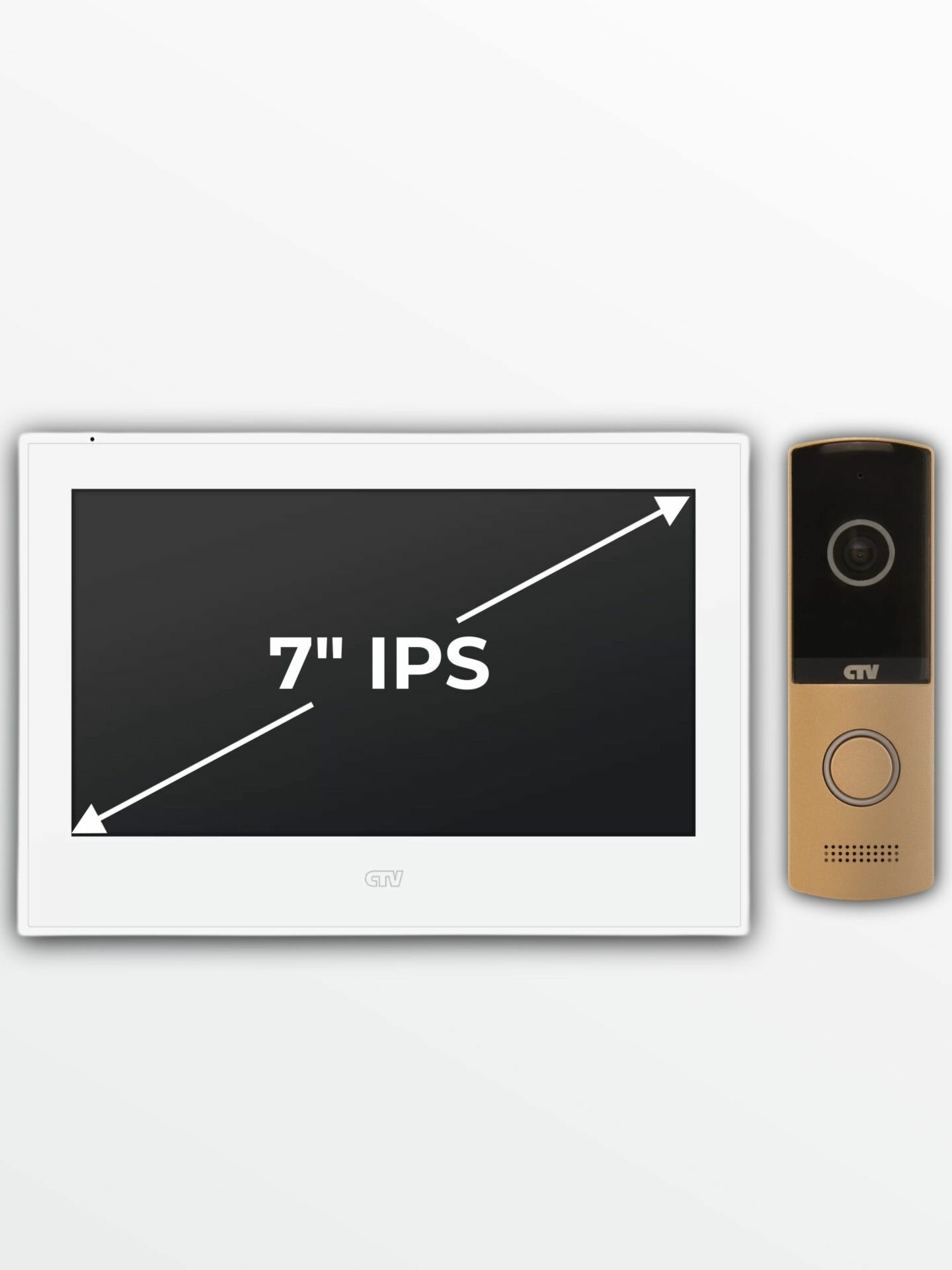Комплект WiFi видеодомофон для квартиры: монитор 7" CTV-M5704AI (W) + вызывная панель CTV-D4003NG (CH), для дома или офиса, управление со смартфона, AI-функции, подключение к подъездному домофону