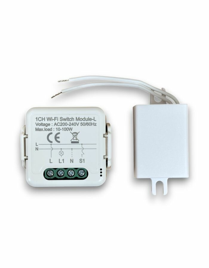Wi-Fi выключатель на 1 линию, 10-100Вт, под Tuya/Smart Life и т. д. без нейтрального провод, GIRIER