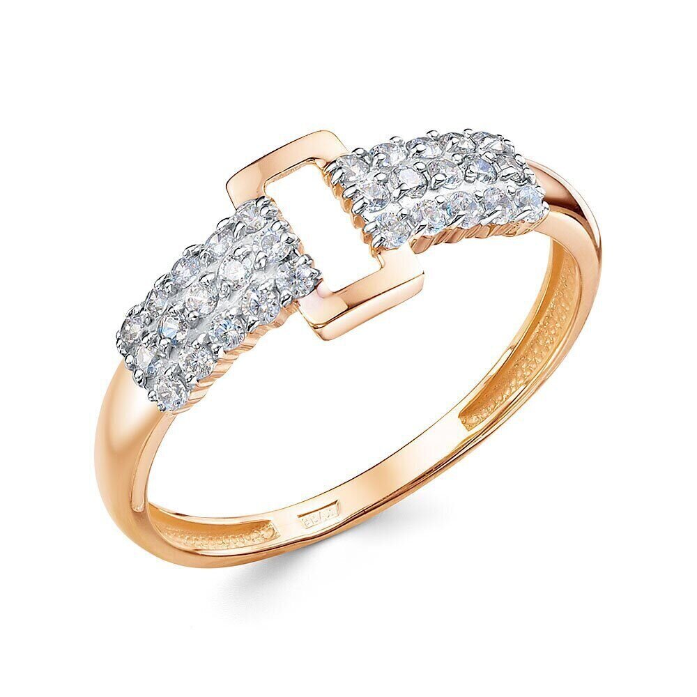 Кольцо, красное золото, 585 проба, родирование, фианит