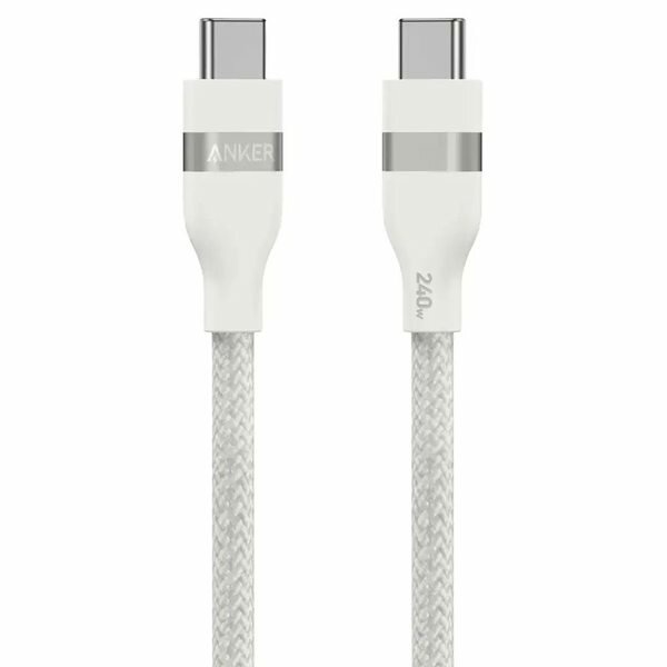 Anker USB Type-C - USB Type-C Cable (240W, Upcycled-Braided) A82E2 1.8 м, белый, кабель для зарядки