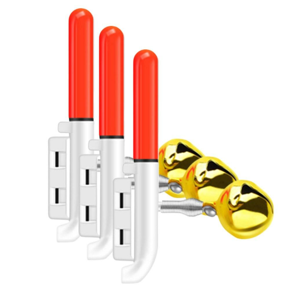 Сигнализатор поклевки с электронным светлячком и бубенчиками комплект 3 шт, для сигнализатора клева бубенчика на удочке / летней и зимней рыбалки