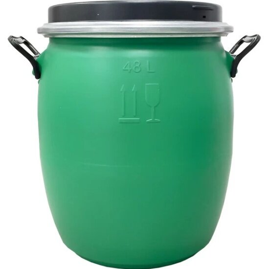 Бочка Родемос п/э 48л. круглая, с крышкой и обручем, с ручками цв. зелёный