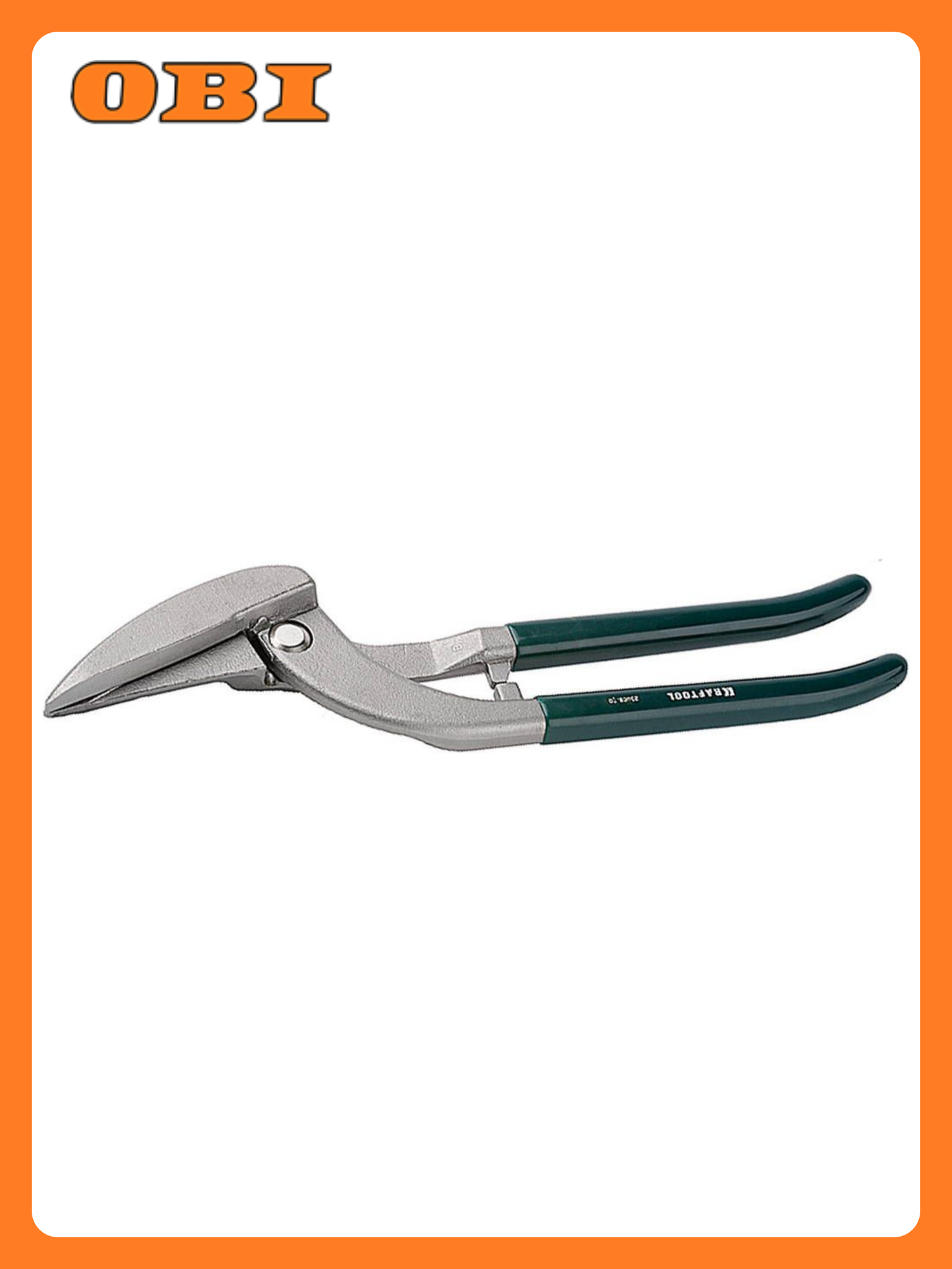 Ножницы по металлу Kraftool, сталь, 300мм, прямые губки, обрезиненные рукоятки, зеленые