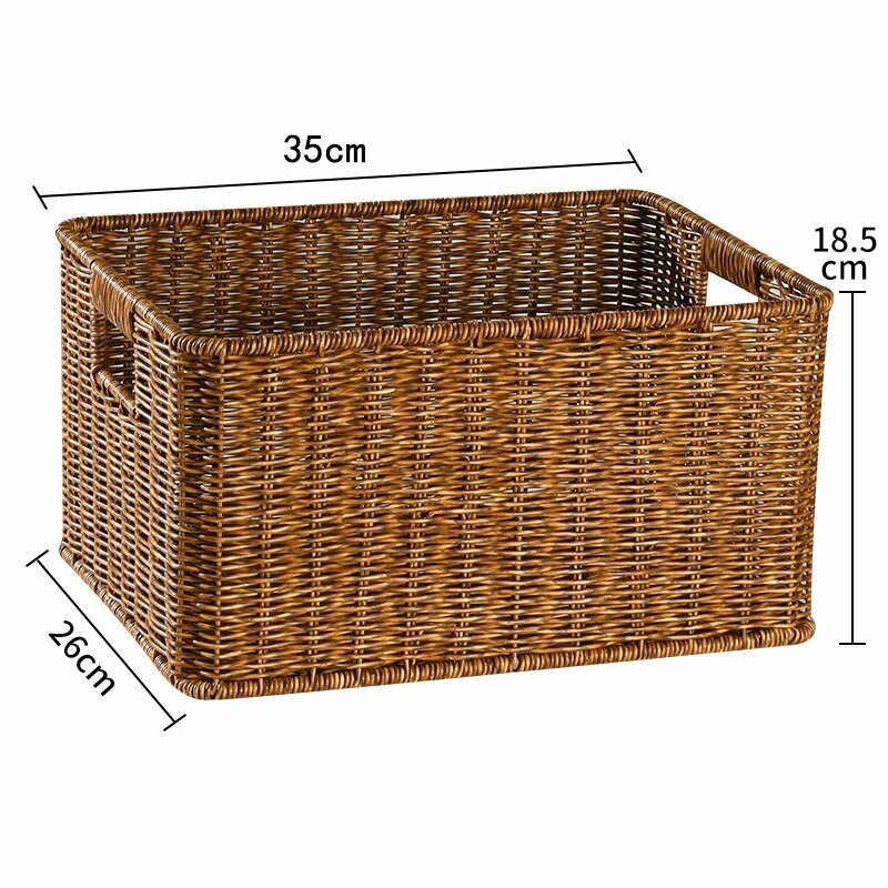 Сплетенный контейнер для хранения, 35x26x18.5 см, темно-коричневый для гостиной