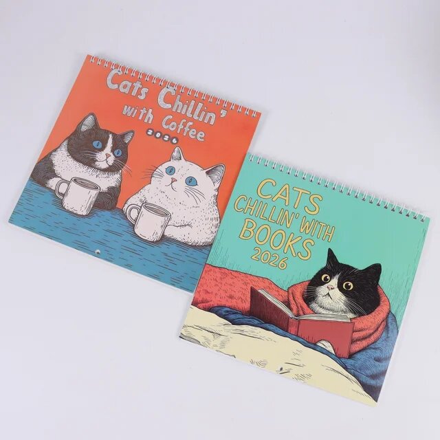 Креативный семейный планировщик на 2025 год, забавный календарь с изображением кошки, настенный, ручной работы, на 2026 год, 12-месячный календарь, подходит для офиса и кабинета.