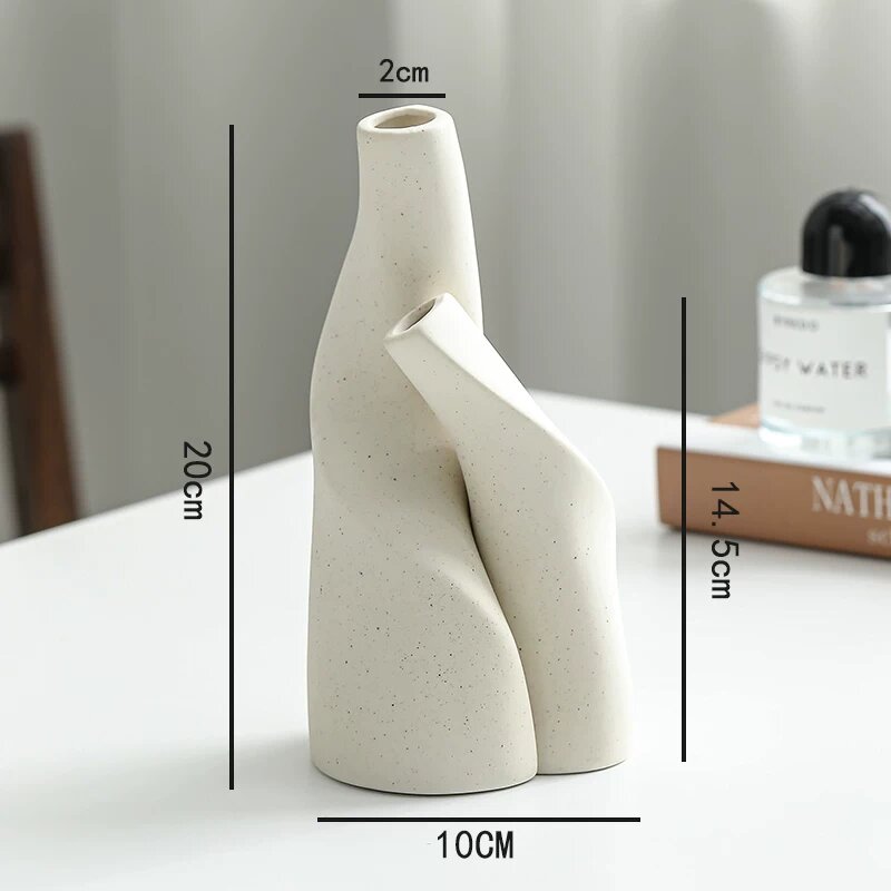 Скандинавские керамические вазы в комплекте, белые, простые и элитные, для сухоцветов, декор для тумбы под телевизор,