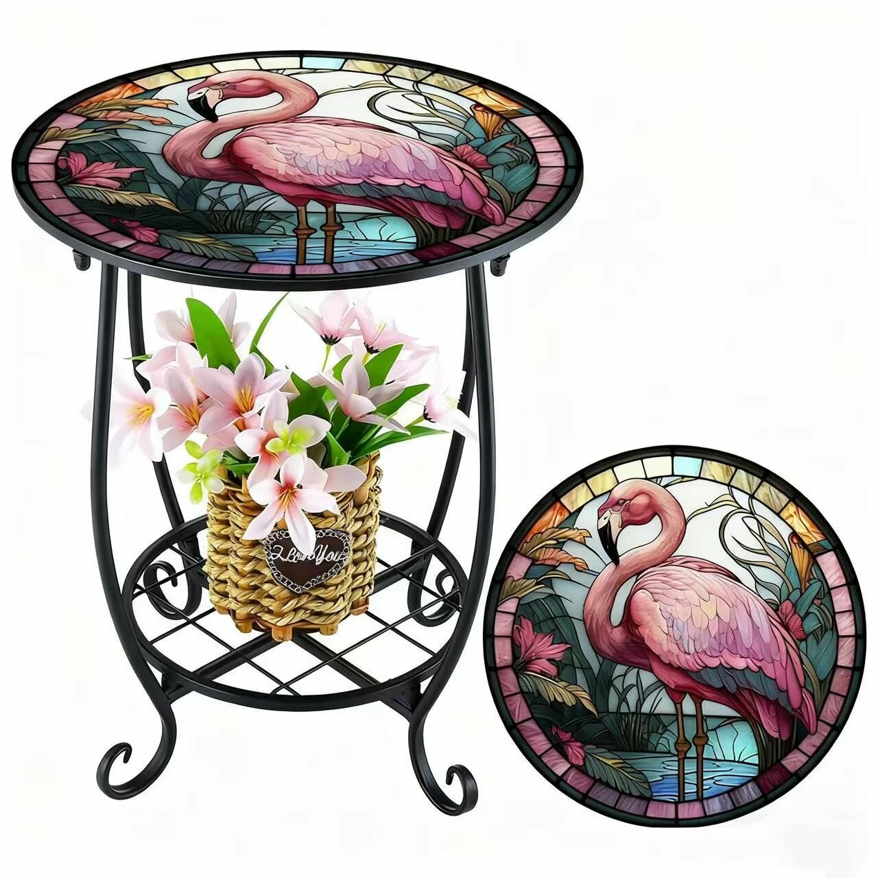 Маленький мозаичный декоративный столик для двора