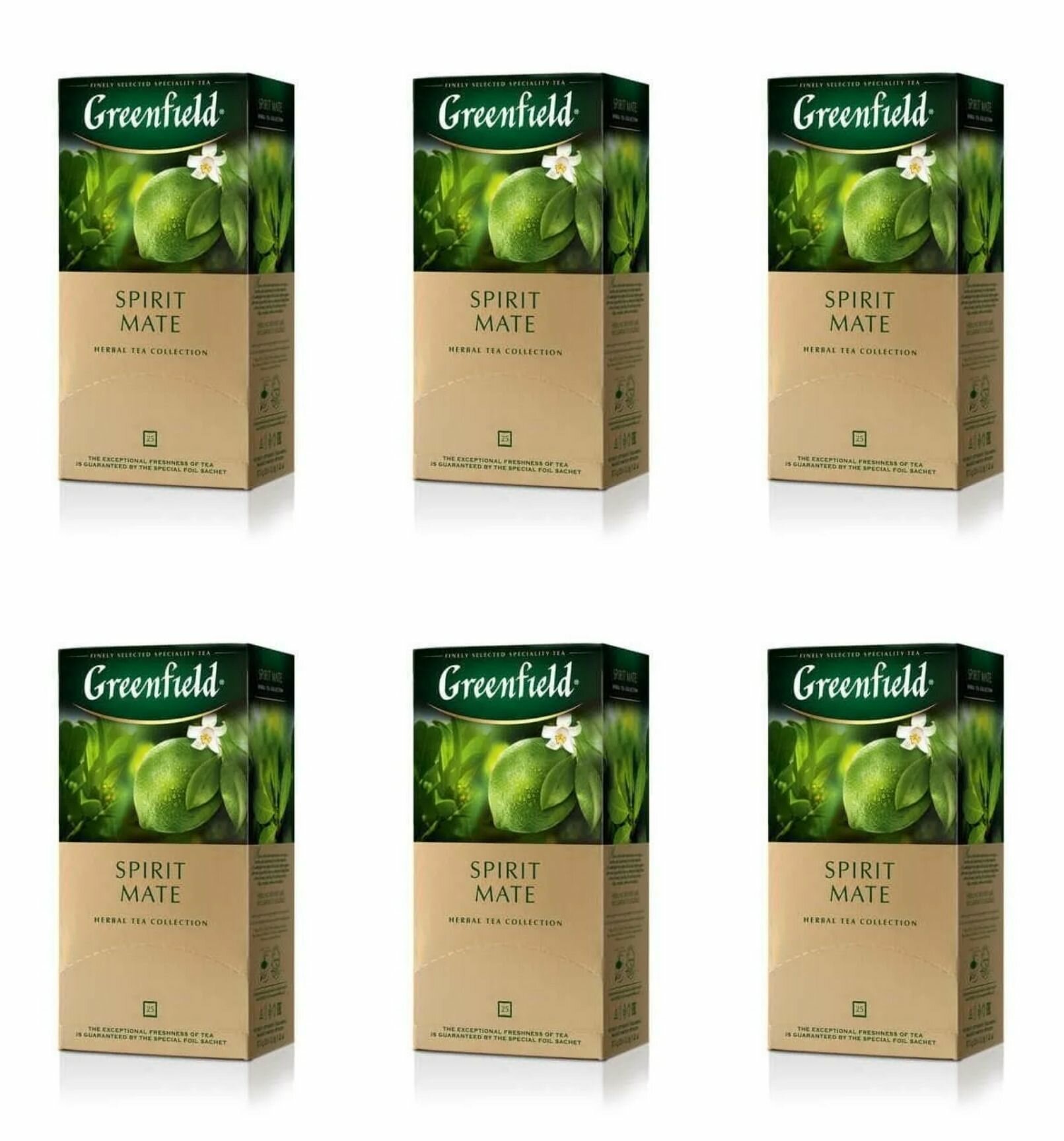 Greenfield Чай мате Spirit Mate, 25 пакетиков по 1,5 г, 6 уп