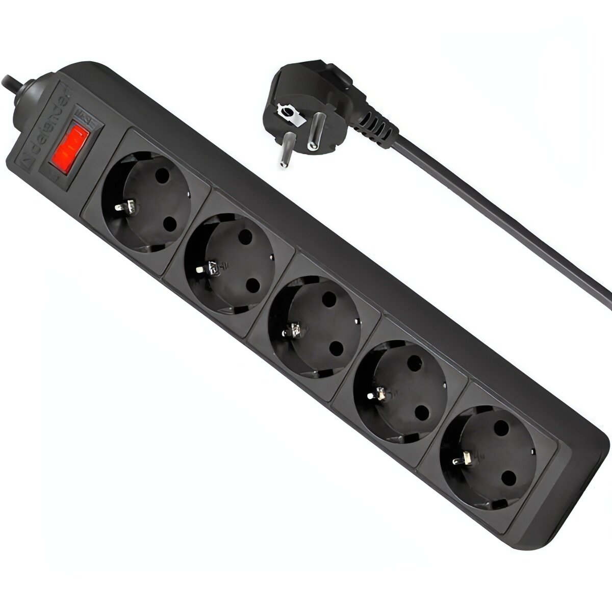 Сетевой фильтр Defender ES 1.8 1,8 м, черный, 5 розеток