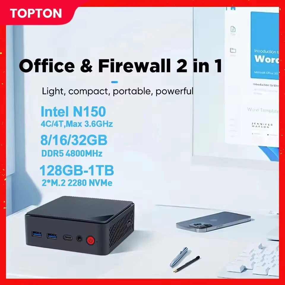 Topton Office Firewall Мини-ПК M5 2M No Ram No Storage, ЕС