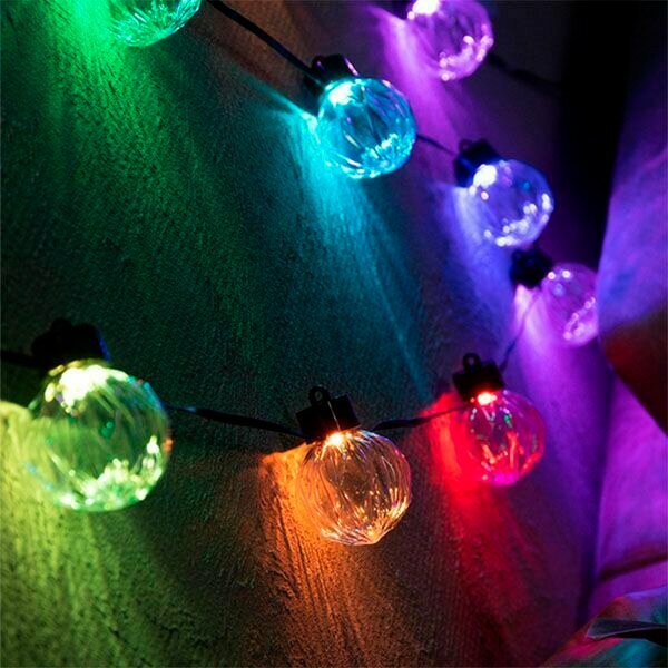 Умная гирлянда «Нить» RGB с насадками «Рифленые шарики» темная нить, управление с приложения, USB, 6.0 м, USB, 20Led, IP20